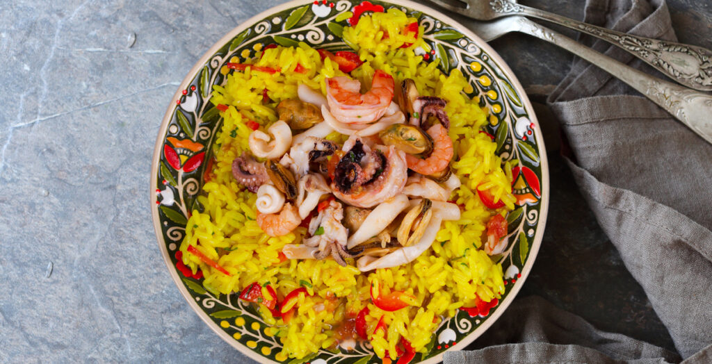 Rice with Seafood and Greek Red Saffron - Kalamata Papadimitriou